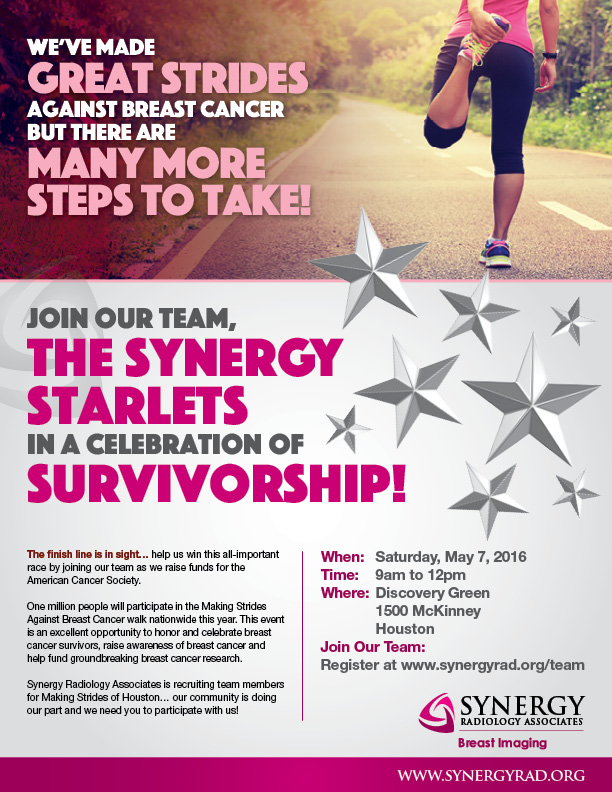 Join our team, the Synergy Starlets in a celebration of survivorship ...